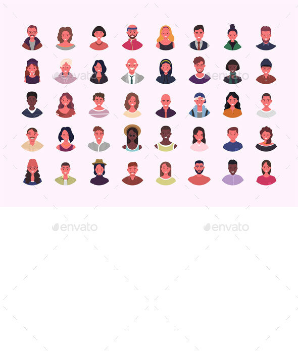 Set of Various People Avatars by yayasya | GraphicRiver