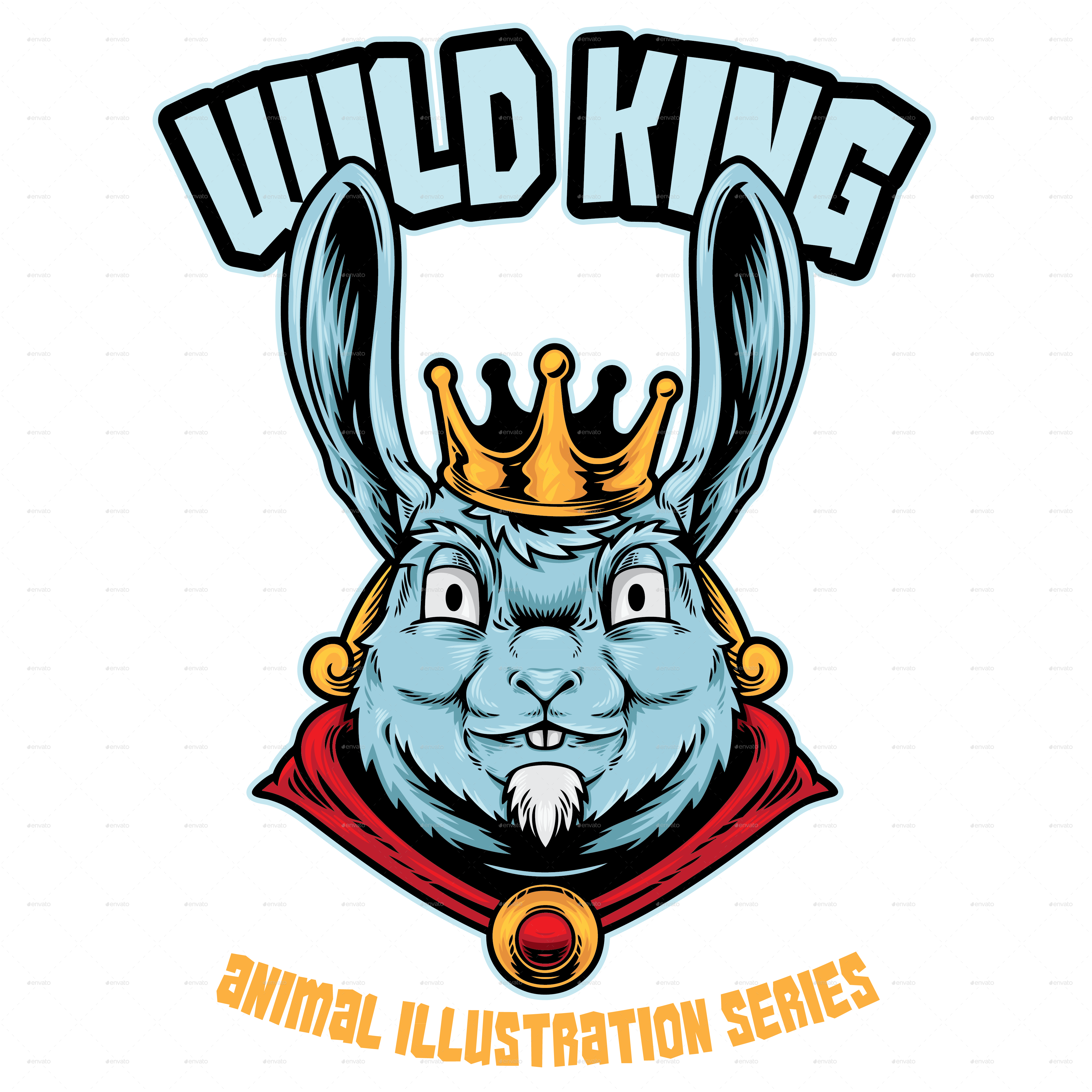 Rabbit King Vector Illustration, Vectors | GraphicRiver