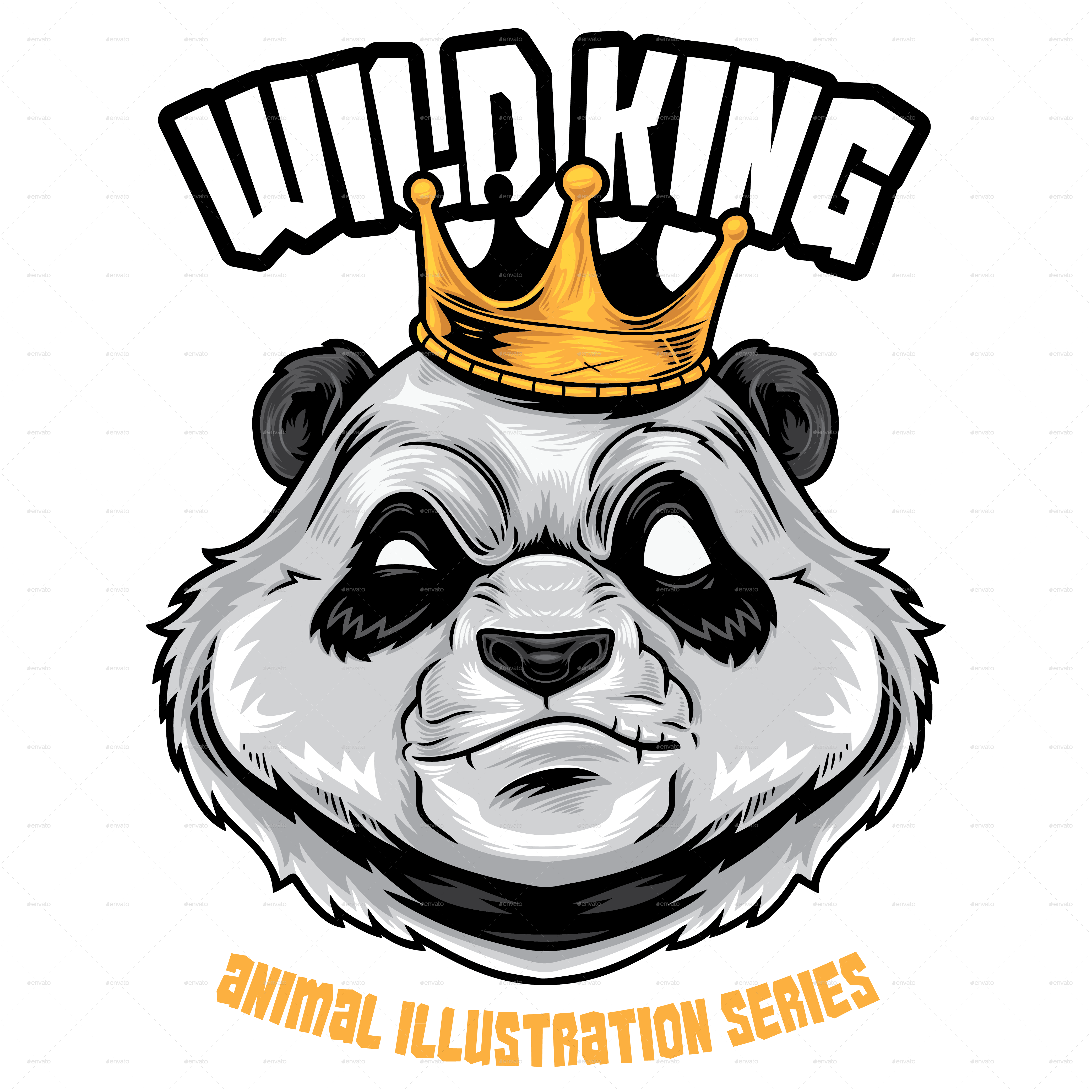 Panda King Vector Illustration, Vectors | GraphicRiver