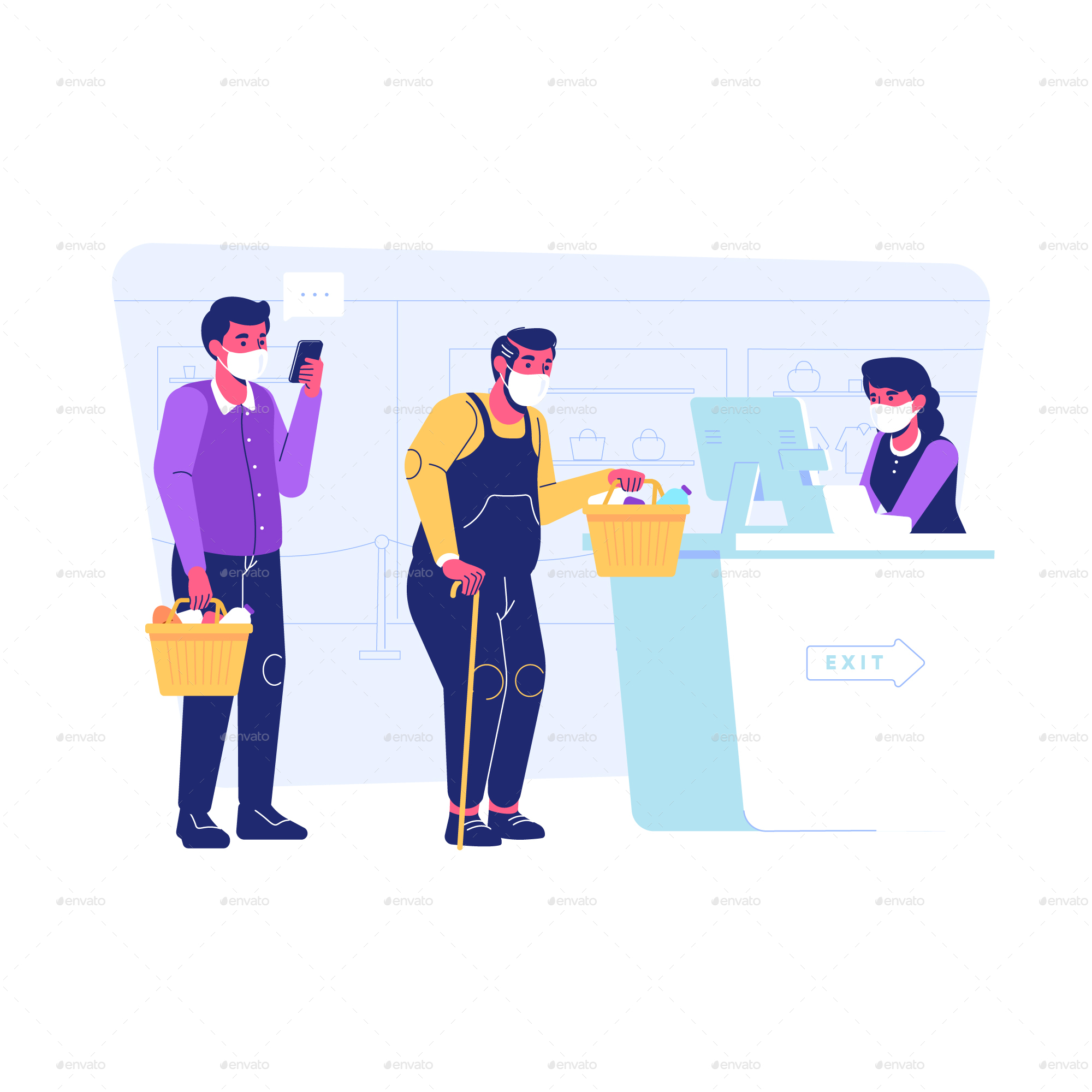 New Normal Illustration Set 1, Vectors | GraphicRiver