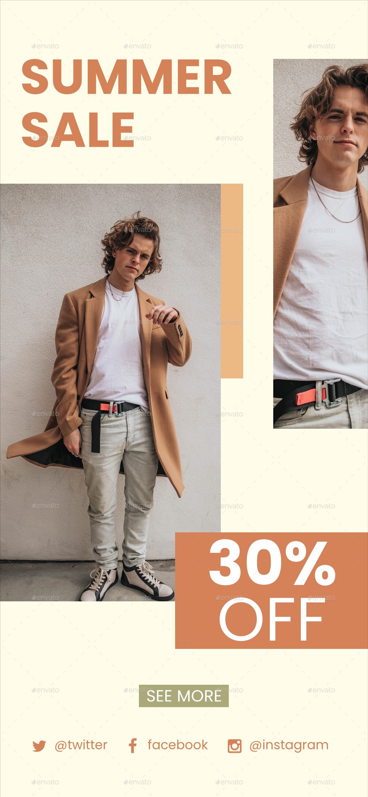 Fashion Promotion Instagram Stories and Feeds Template, Web Elements