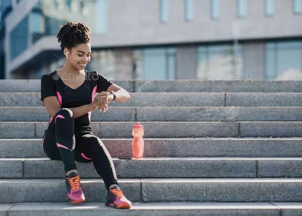 Cardio exercise, workout result and heart rate monitoring Stock Photo ...