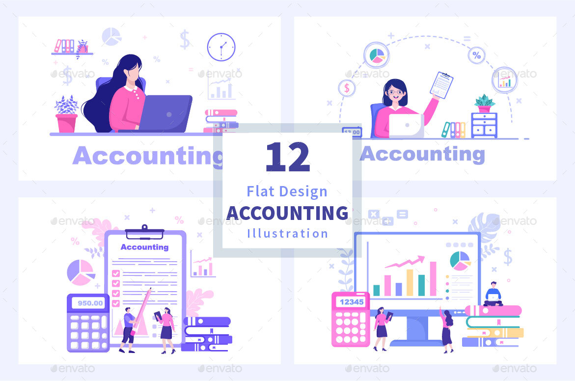 12 Financial Management or Accounting Illustration, Vectors | GraphicRiver
