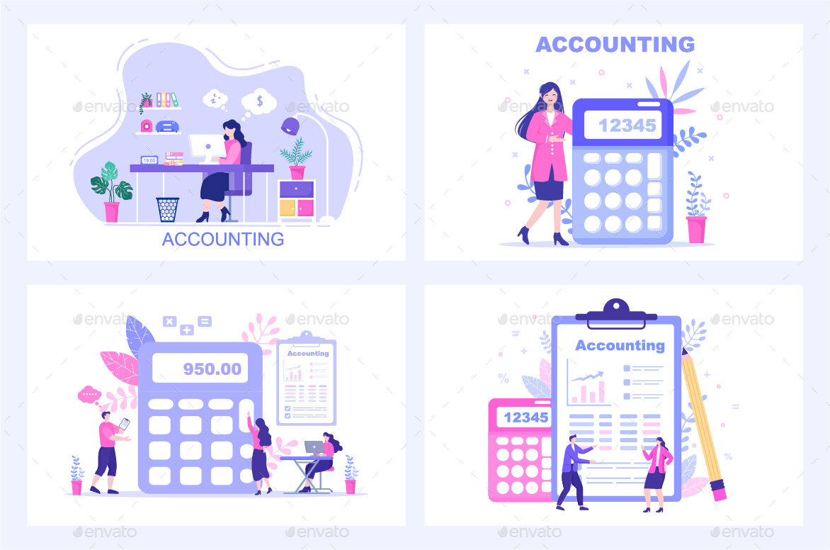 12 Financial Management or Accounting Illustration, Vectors | GraphicRiver