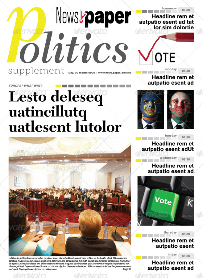 16 Pages Politics Supplement For News.Paper, Print Templates | GraphicRiver