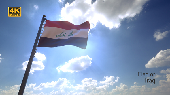 Iraq Flag on a Flagpole V4 - 4K, Motion Graphics | VideoHive