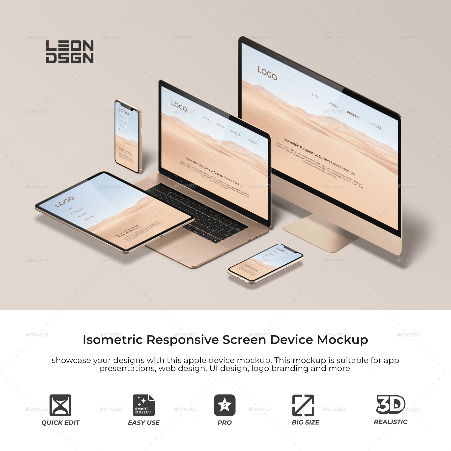 Isometric Responsive Screen Device - Mockup, Graphics | GraphicRiver
