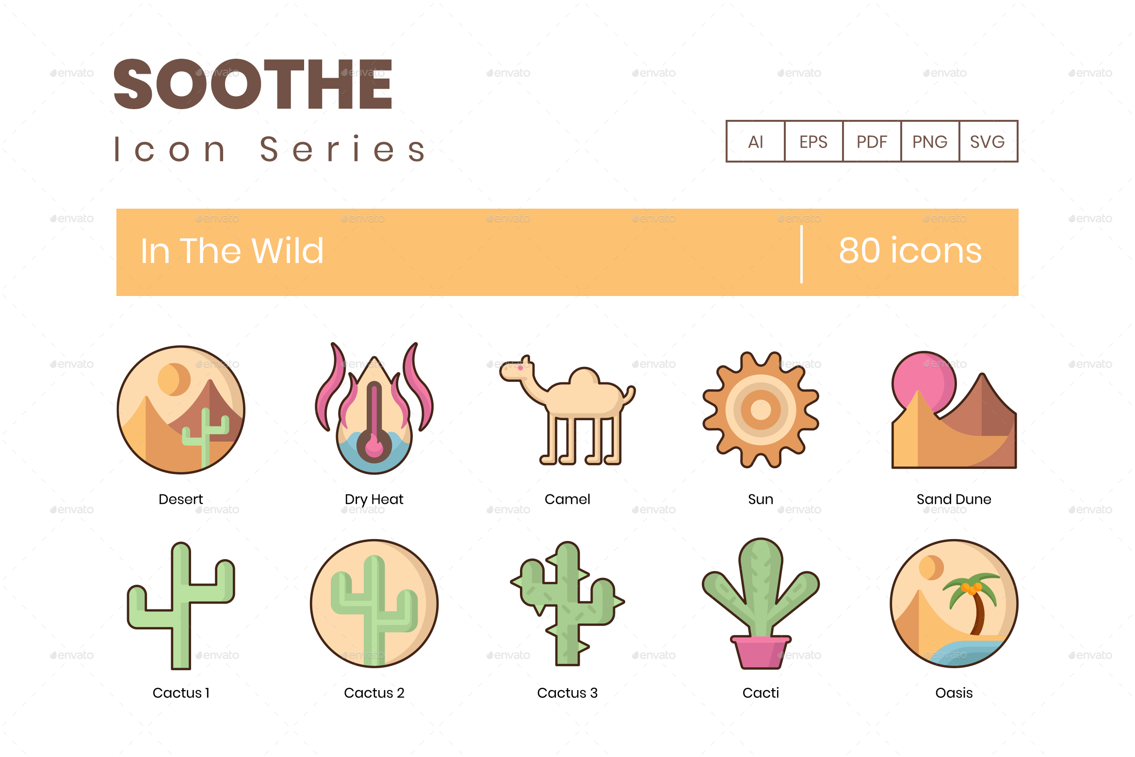 80 In The Wild Icons | Soothe Series by Krafted | GraphicRiver