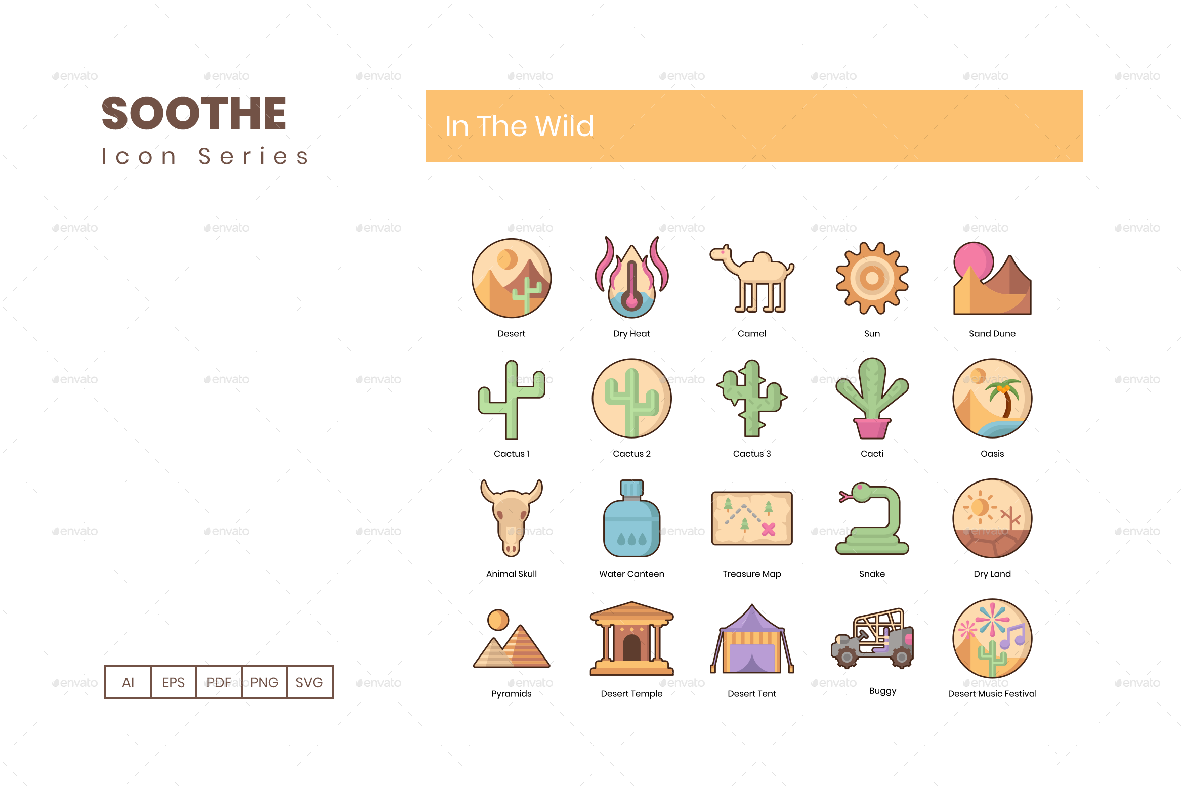 80 In The Wild Icons | Soothe Series by Krafted | GraphicRiver