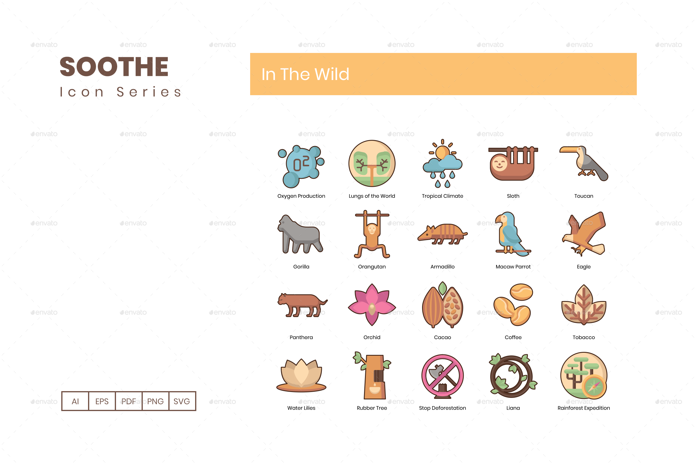 80 In The Wild Icons | Soothe Series by Krafted | GraphicRiver