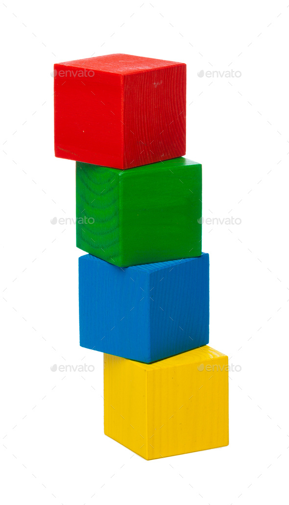 Wooden building blocks isolated on white background. creative photo ...