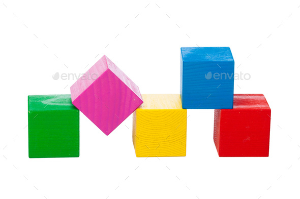 Wooden building blocks isolated on white background Stock Photo by ...