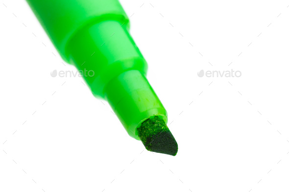 Green felt-tip pen isolated on white background Stock Photo by FabrikaPhoto
