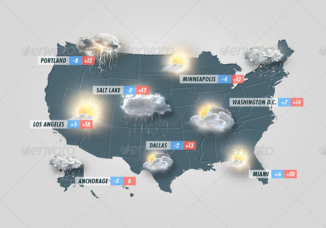 Photo Realistic Weather Icons Set, Icons | GraphicRiver