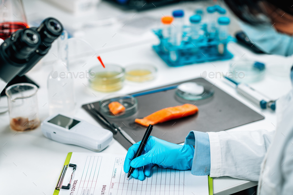 Food Safety and Quality Management. Inspector Filling Out Quality ...