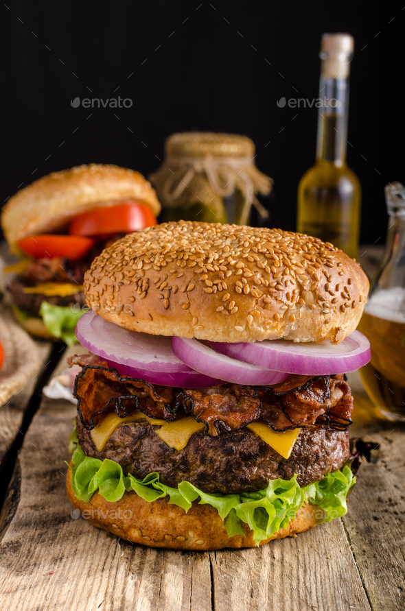 American rustic burger Stock Photo by PeteerS | PhotoDune