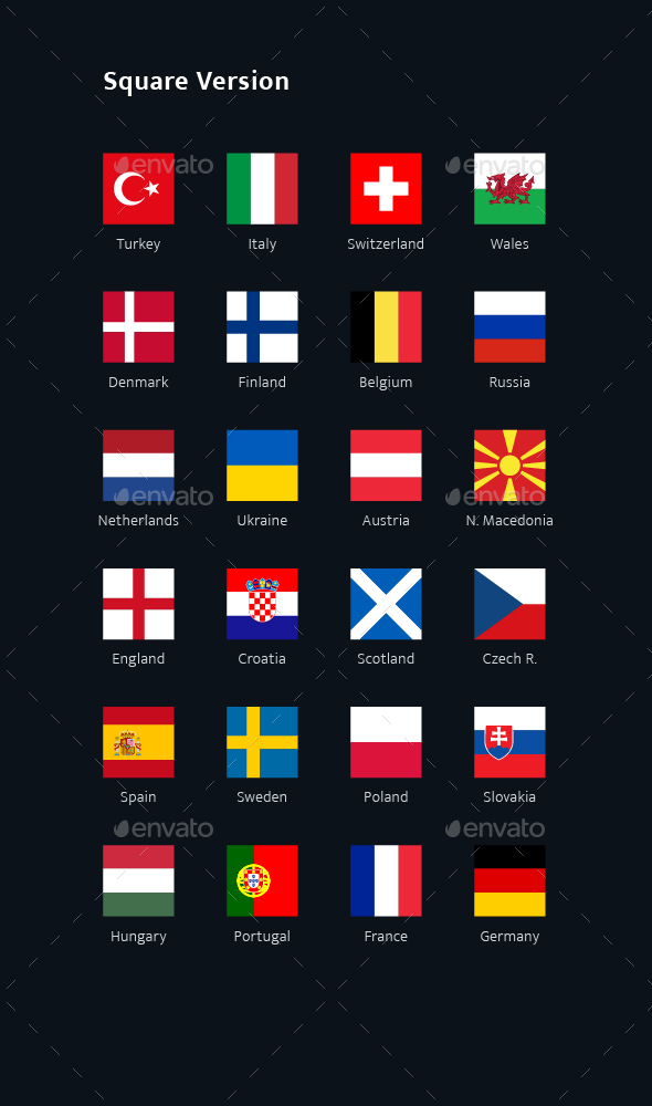 2020 Euro Cup - Football Soccer Team Flags, Icons | GraphicRiver