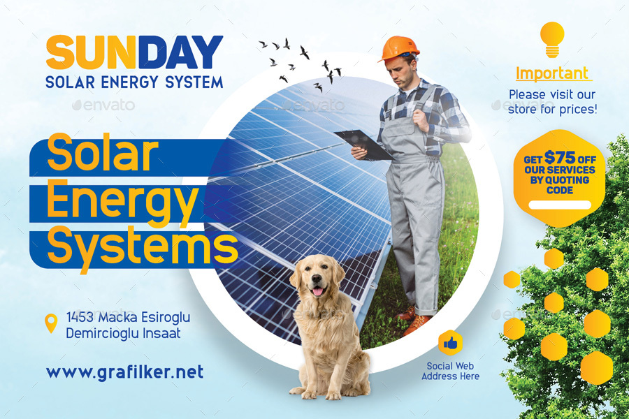 Solar Energy Postcard Templates, Print Templates | GraphicRiver