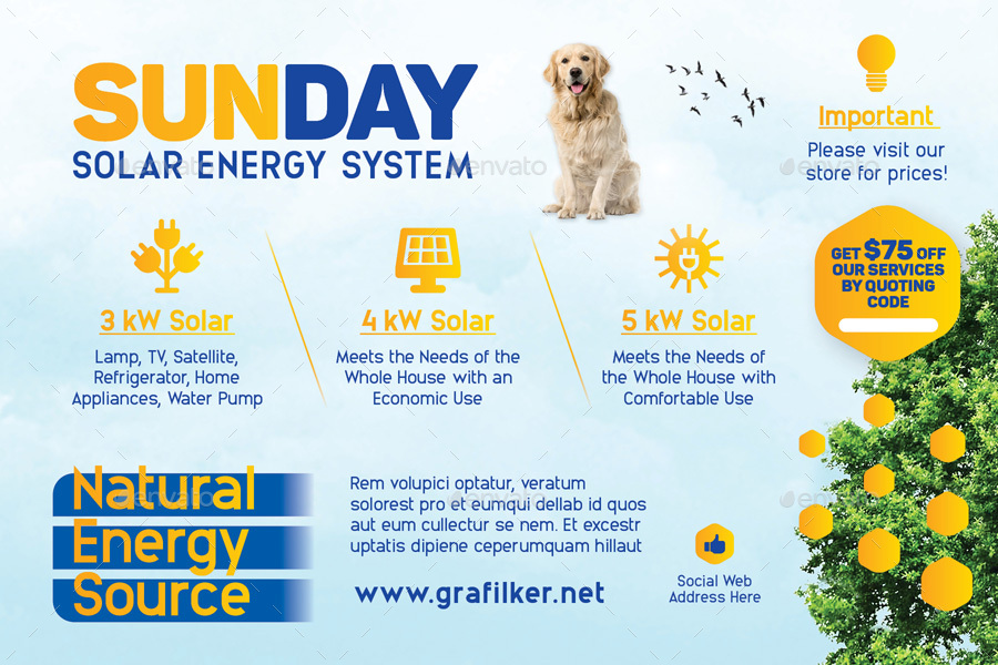 Solar Energy Postcard Templates, Print Templates | GraphicRiver