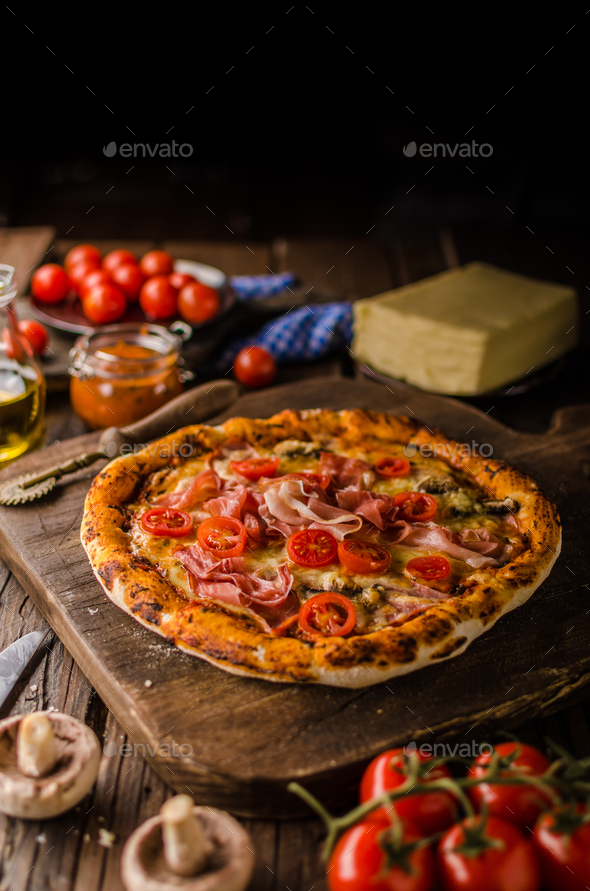 Rustic old style vintage pizza Stock Photo by PeteerS | PhotoDune
