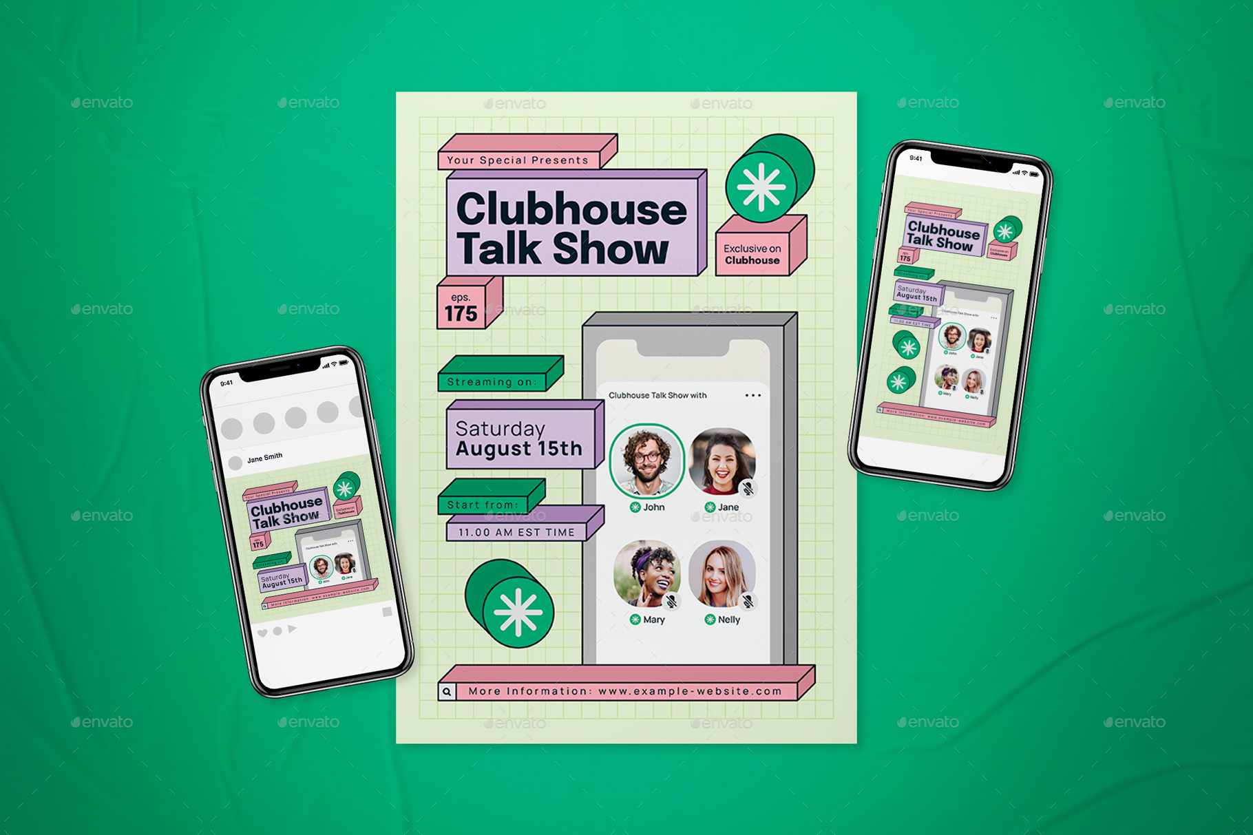 Clubhouse Talk Show Flyer Set, Print Templates | GraphicRiver