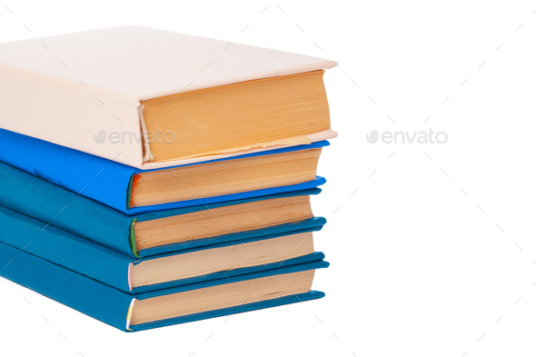 pile of books isolated on white background Stock Photo by FabrikaPhoto