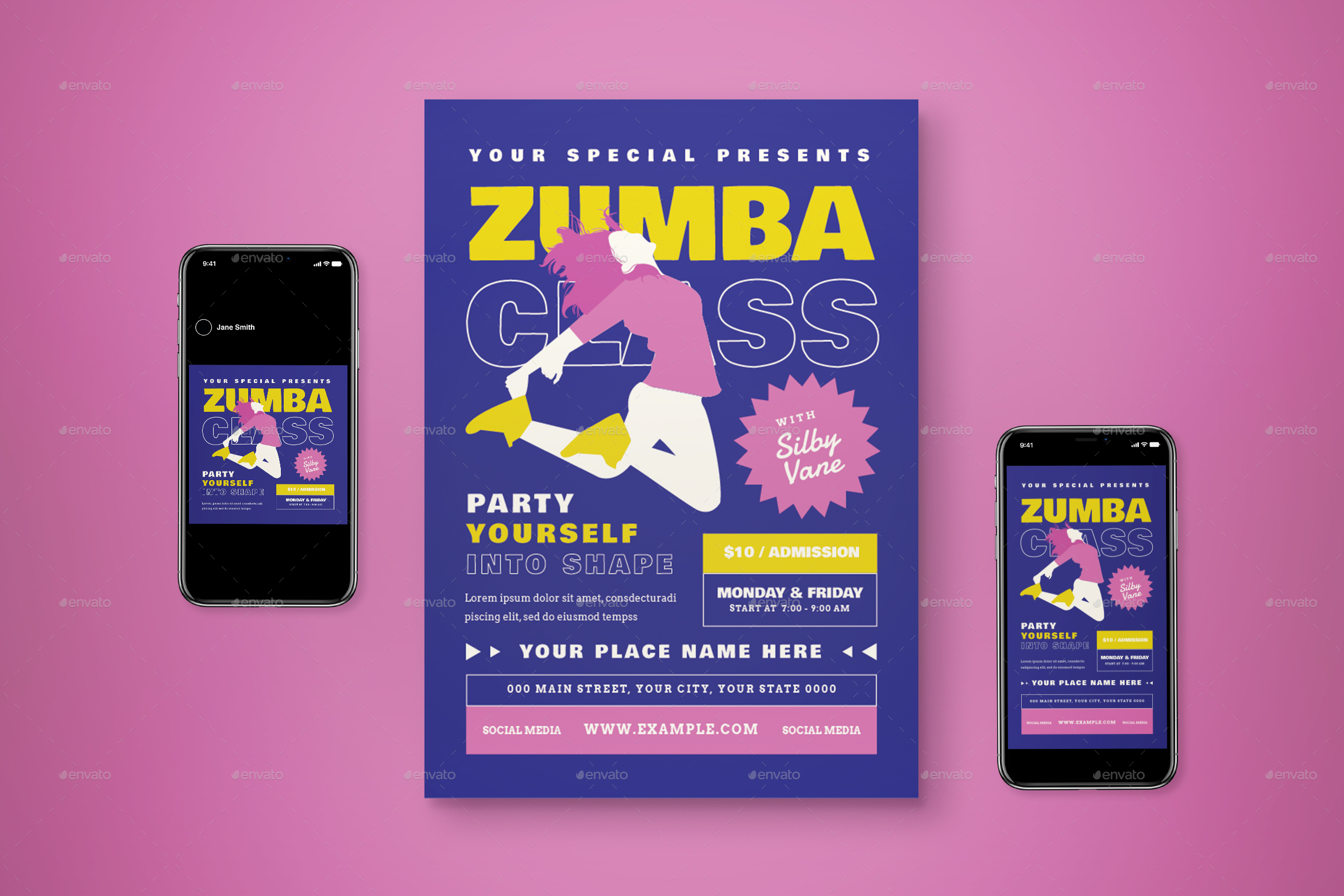 Zumba Class Flyer Set, Print Templates | GraphicRiver