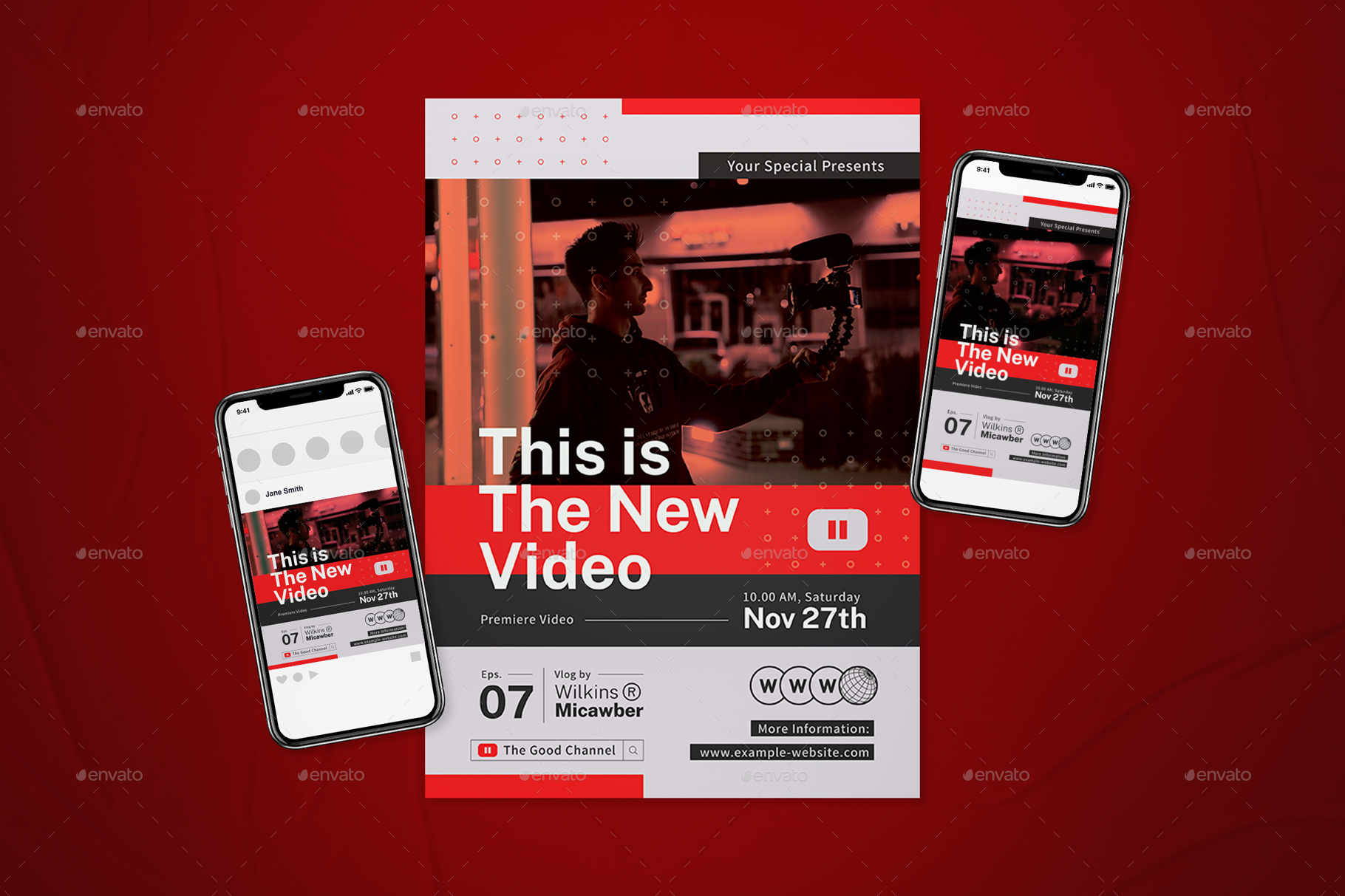 New Youtube Video Promotion Flyer Set, Print Templates | GraphicRiver