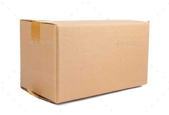 Single carton moving box isolated on white background Stock Photo by ...