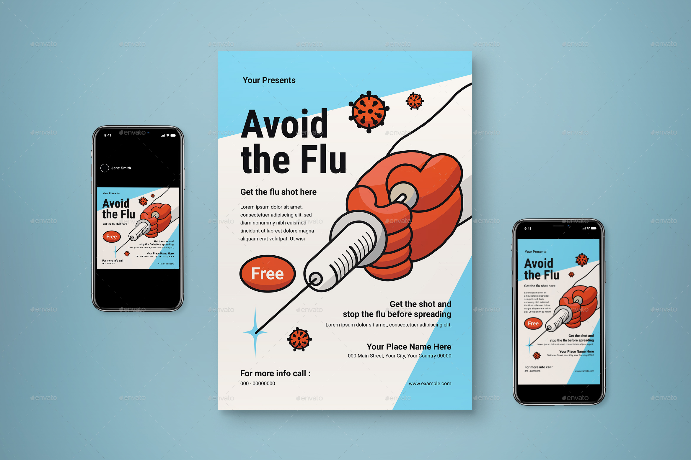 Flu Vaccine Flyer Set, Print Templates | GraphicRiver