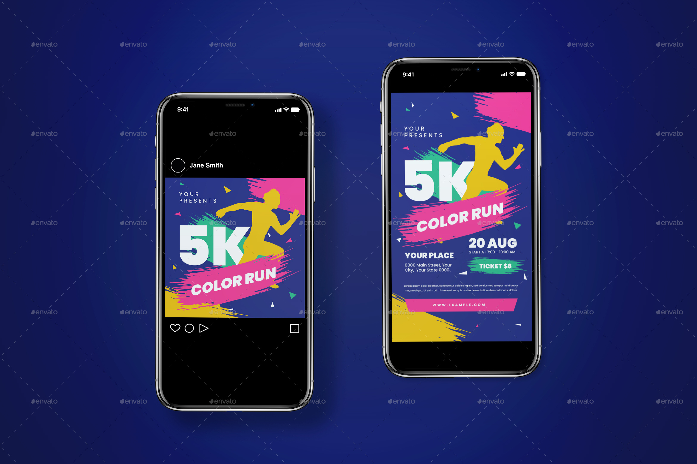 Color Run Flyer Set, Print Templates | GraphicRiver