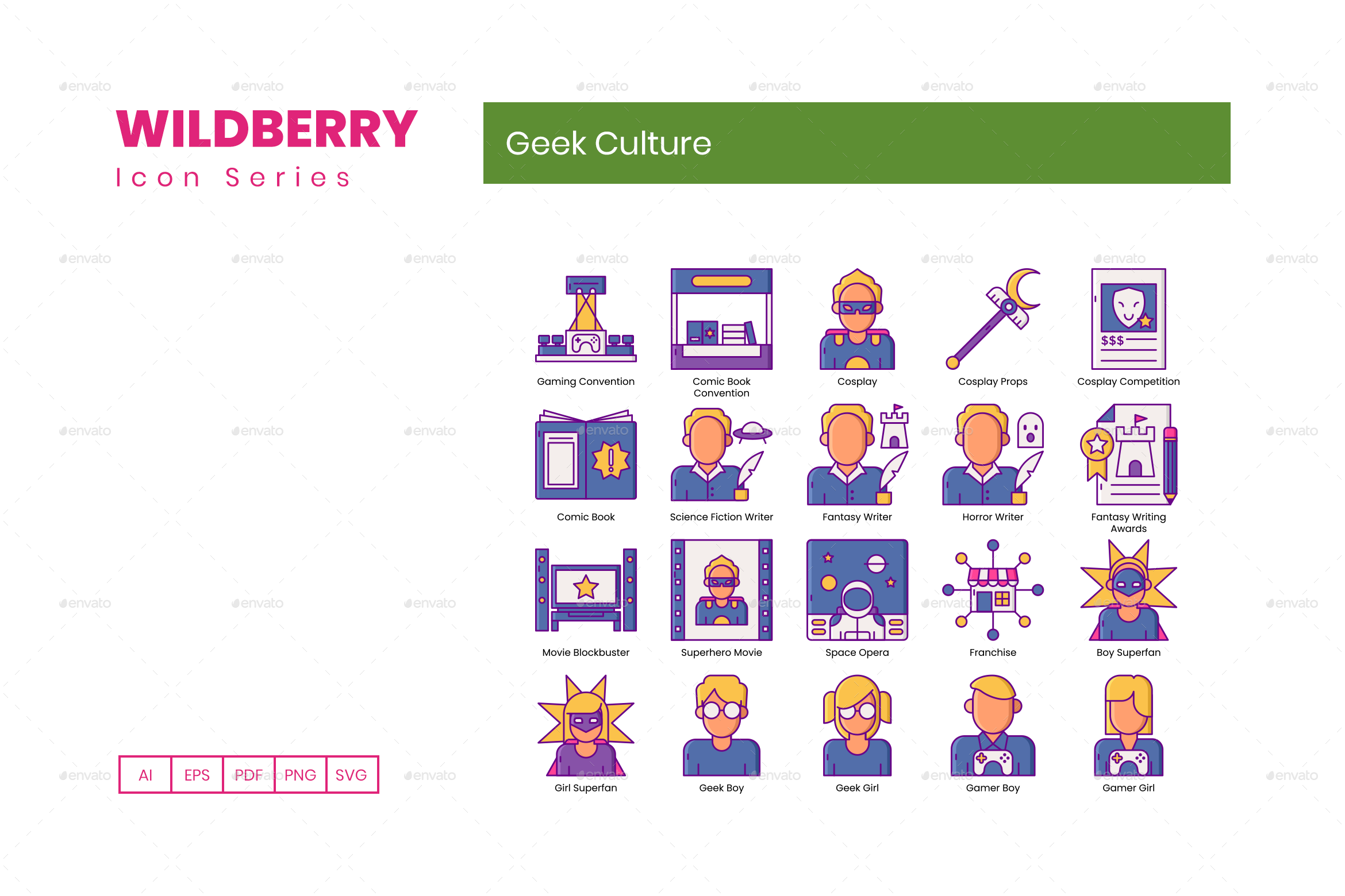 90 Geek Culture Icons | Wildberry Series, Icons | GraphicRiver