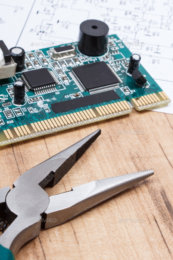 Printed circuit board, precision tools and diagram of electronics ...