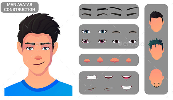 Man Face Construction, Vectors | GraphicRiver