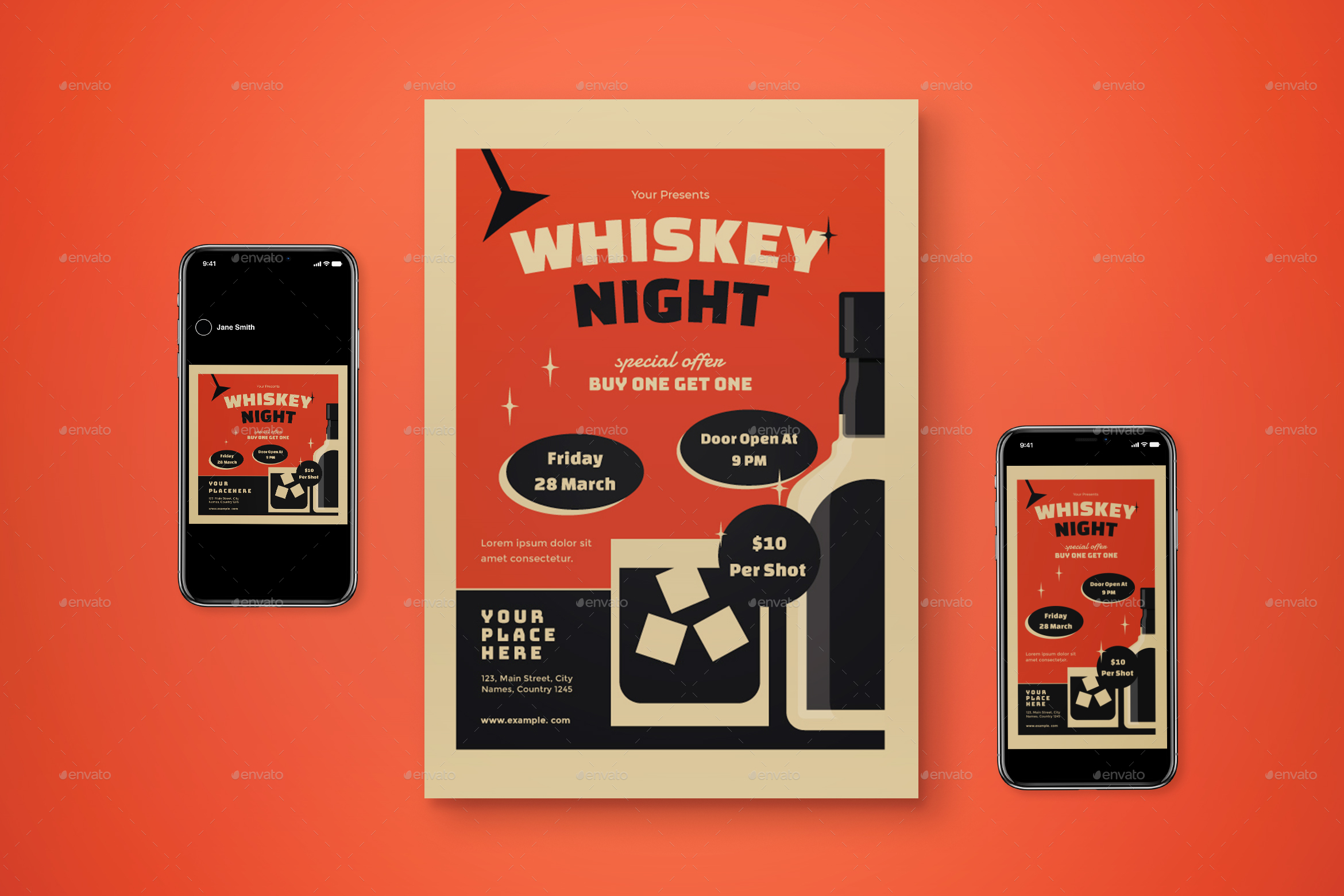 Whiskey Night Flyer Set, Print Templates | GraphicRiver