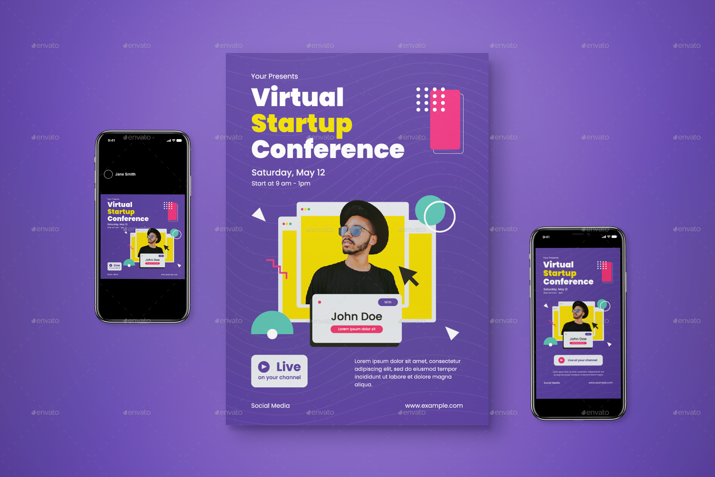 Virtual Startup Conference Flyer Set, Print Templates | GraphicRiver