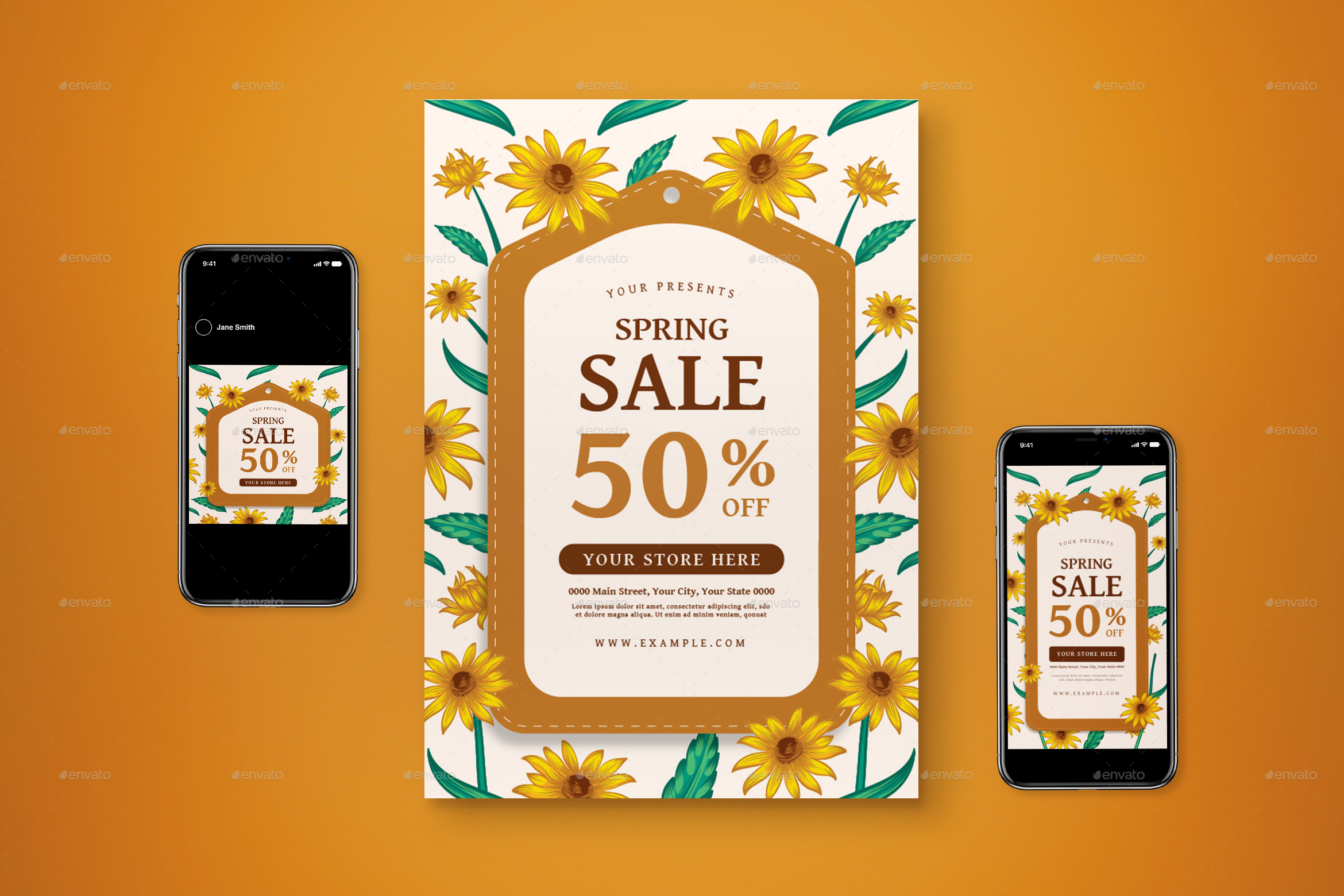 Spring Sale Flyer Set, Print Templates | GraphicRiver