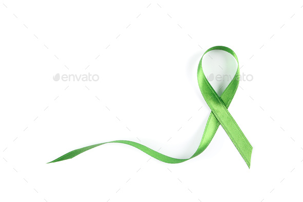 Green awareness ribbon isolated on white background Stock Photo by ...
