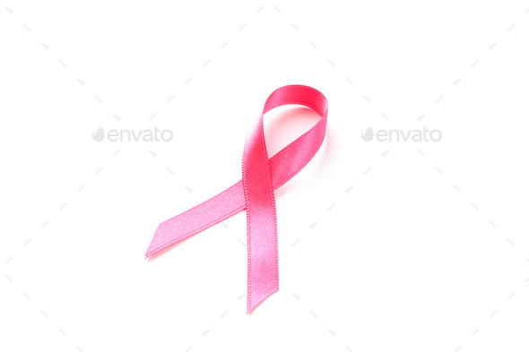 Pink awareness ribbon isolated on white background Stock Photo by ...