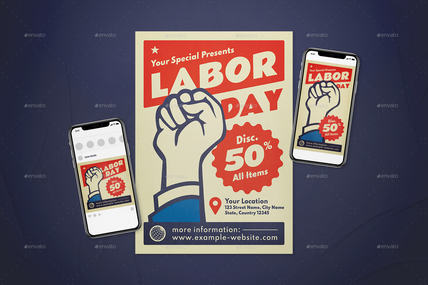 Retro Labor Day Sale Flyer Set, Print Templates | GraphicRiver