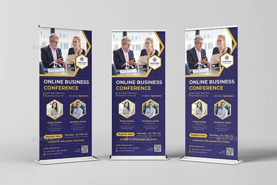 Online Business Event Roll-up Banner, Print Templates | GraphicRiver
