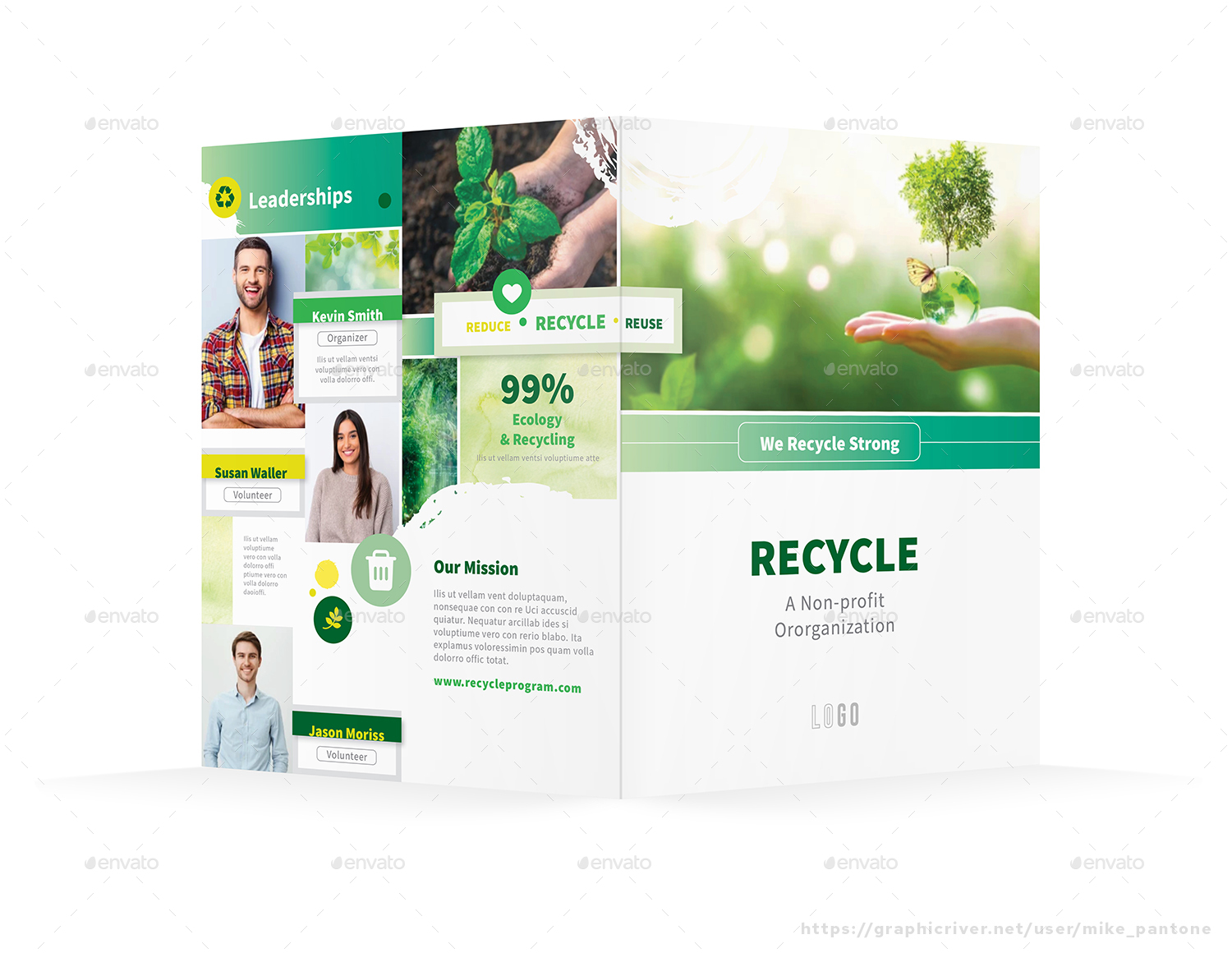 Recycling Campaign Bifold Brochure, Print Templates | GraphicRiver