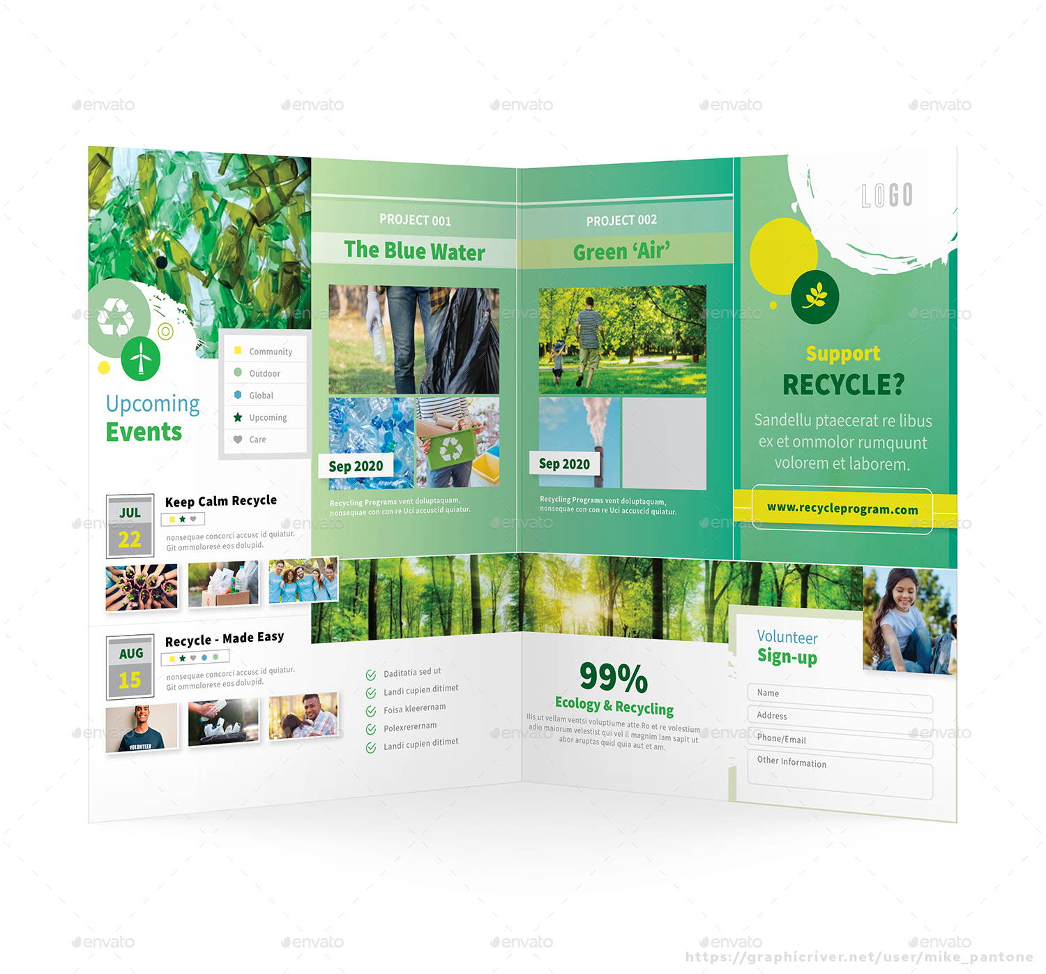 Recycling Campaign Bifold Brochure, Print Templates | GraphicRiver