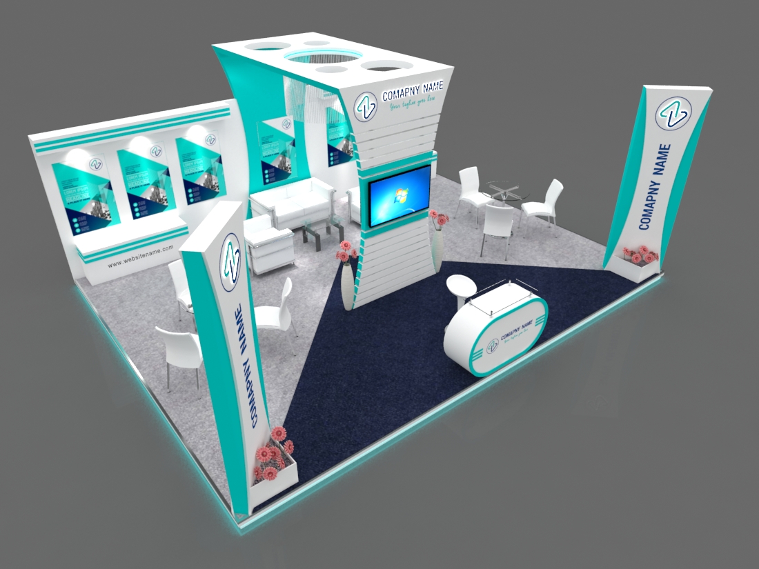 Exhibition Booth 3D Model - 8x6 mtr by piyushp78 | 3DOcean