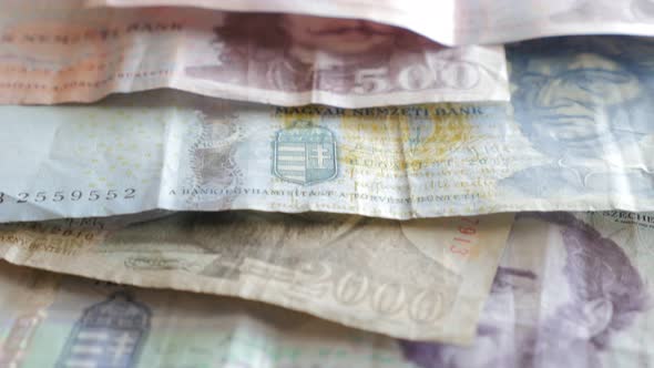 Hungarian forints paper money in a row 4K 2160p UltraHD footage - Slow ...