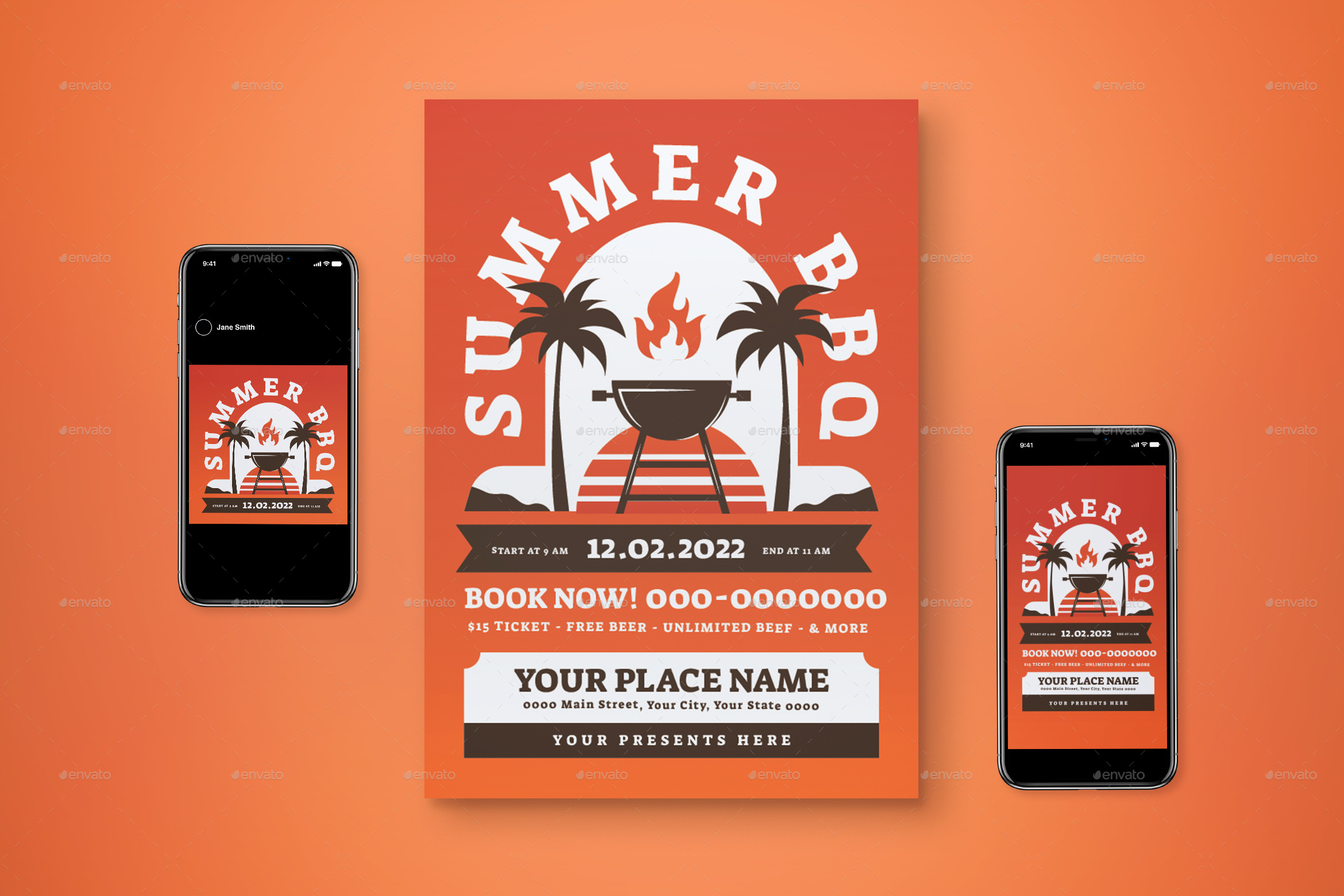 Summer BBQ Flyer Set, Print Templates | GraphicRiver