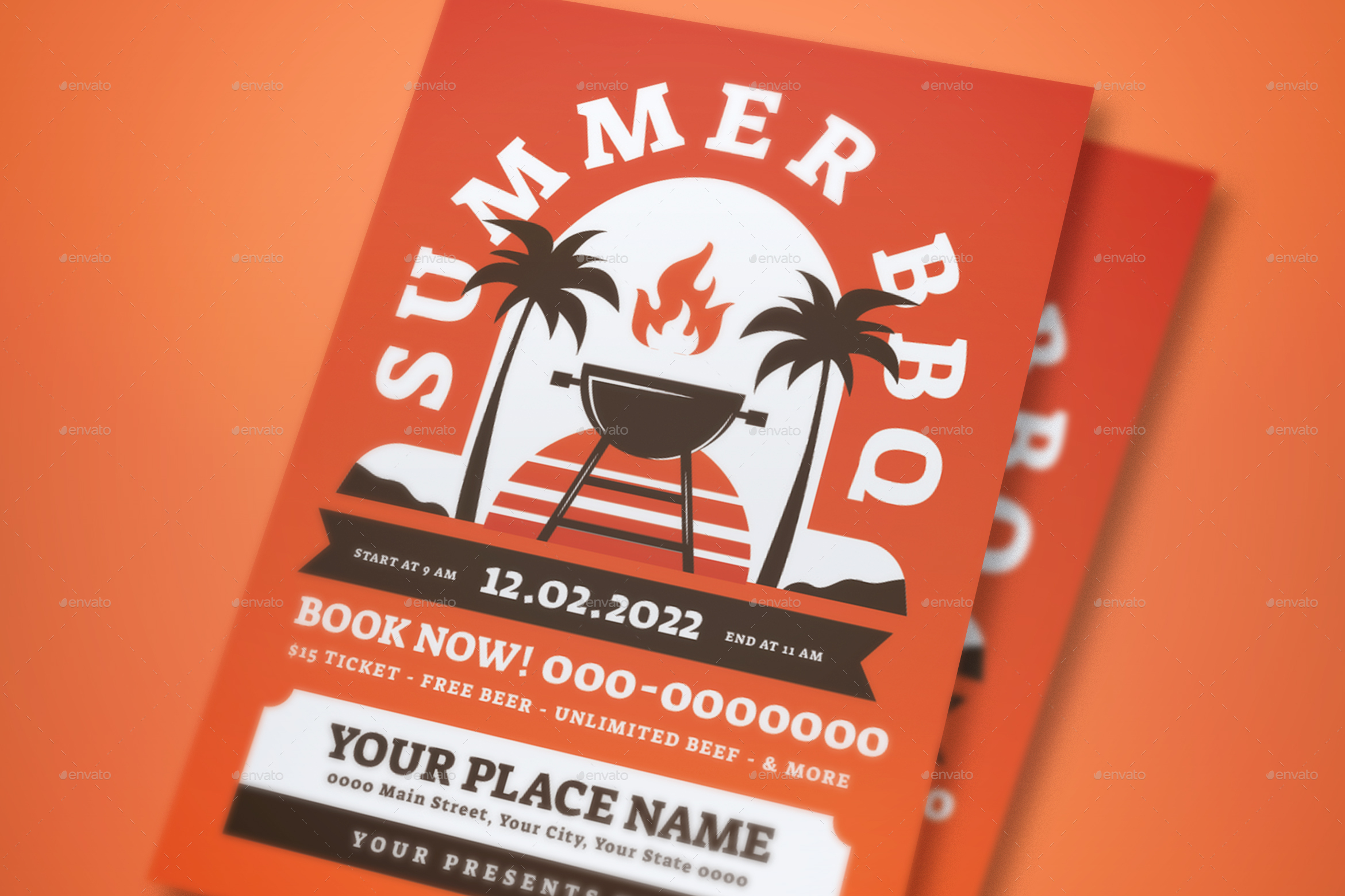 Summer BBQ Flyer Set, Print Templates | GraphicRiver
