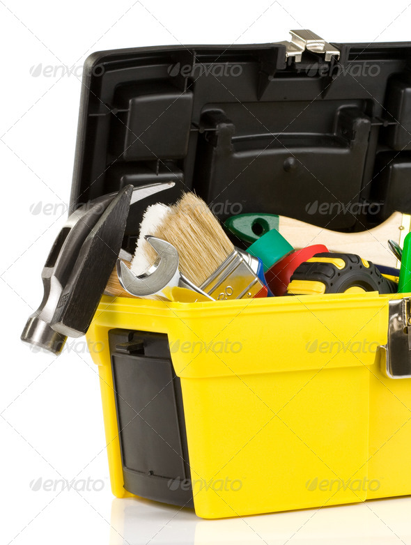 set of tools in toolbox Stock Photo by seregam | PhotoDune