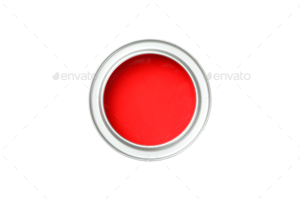 Can of red paint isolated on white background Stock Photo by AtlasComposer