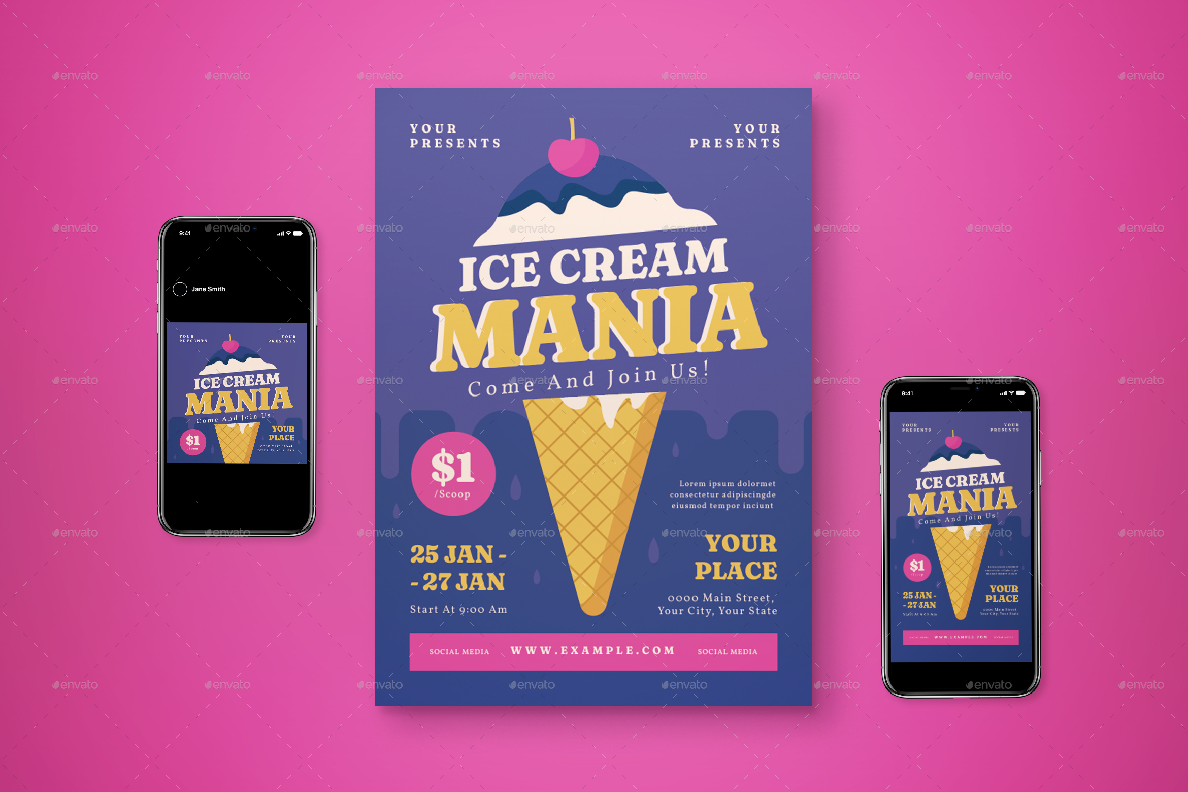 Ice Cream Promo Flyer Set, Print Templates | GraphicRiver